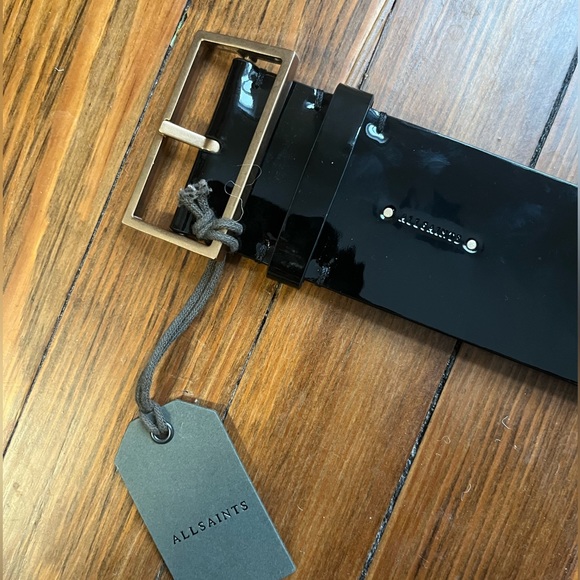 All Saints | Accessories | All Saints Liquid Wide Patent Black Belt Nwt ...